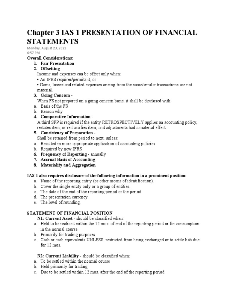 IAS 1 Financial Statements Guide | PDF | Dividend | International ...