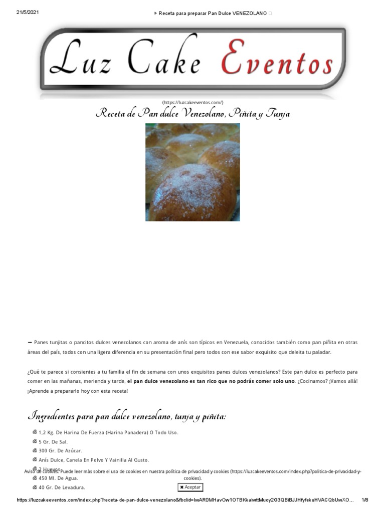 Receta para Preparar Pan Dulce VENEZOLANO ? 1 | PDF | Panes | Cookie HTTP