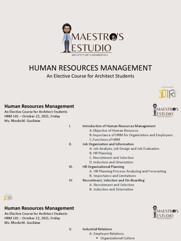 HRM Course Outline Final | PDF | Human Resource Management | Employment