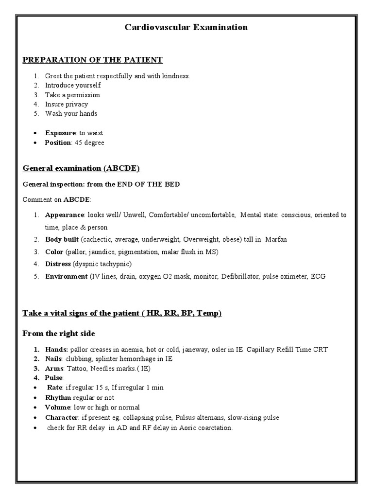Cardiovascular Examination | PDF | Pulse | Medical Specialties