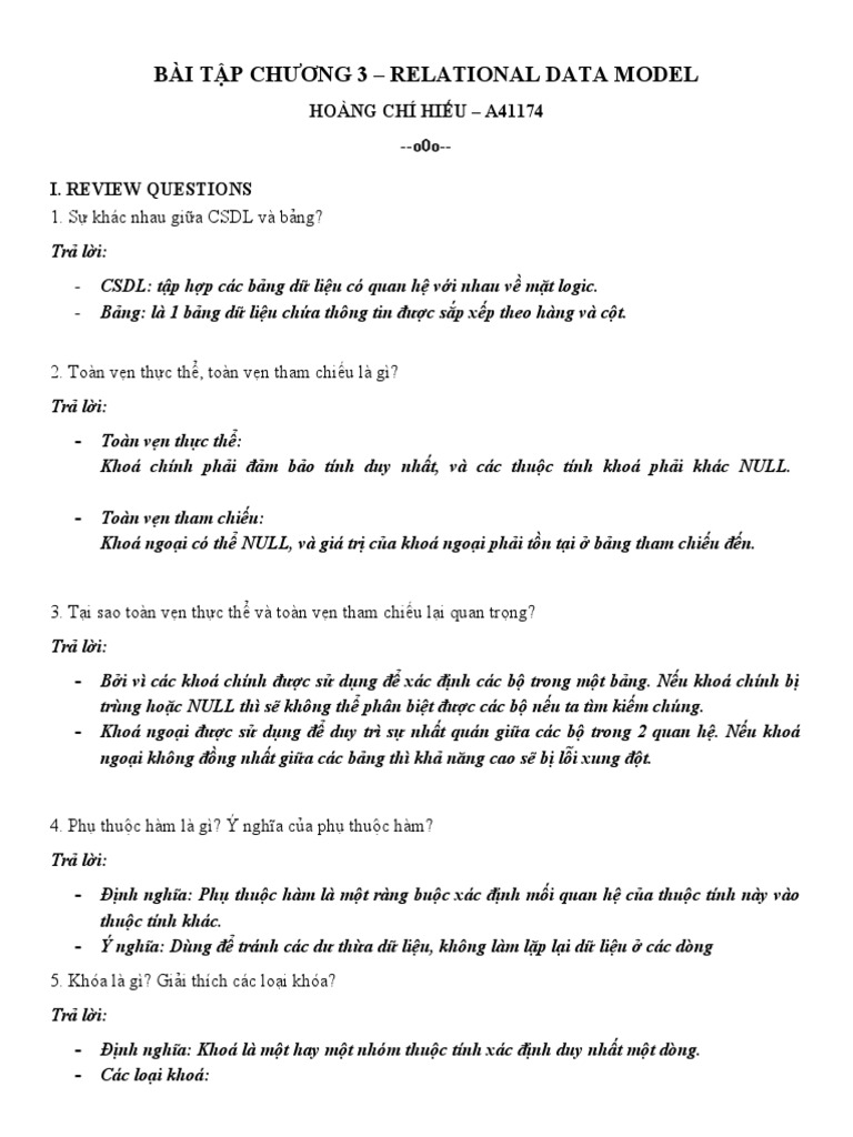 A41174 Hoàng Chí Hiếu Chapter3 Relational Data Model | PDF A41174 Hoàng Chí Hiếu Chapter3 Relational Data Model | PDF