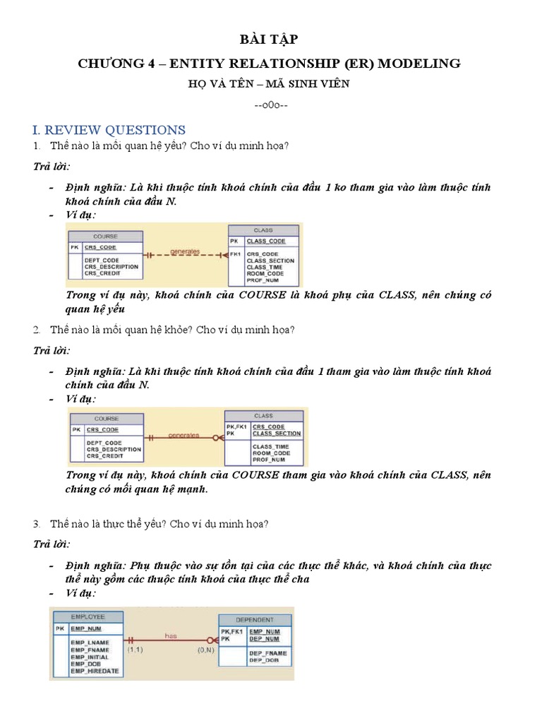 A41174_Hoàng Chí Hiếu_Chapter4_Entity Relationship (ER) Modeling | PDF