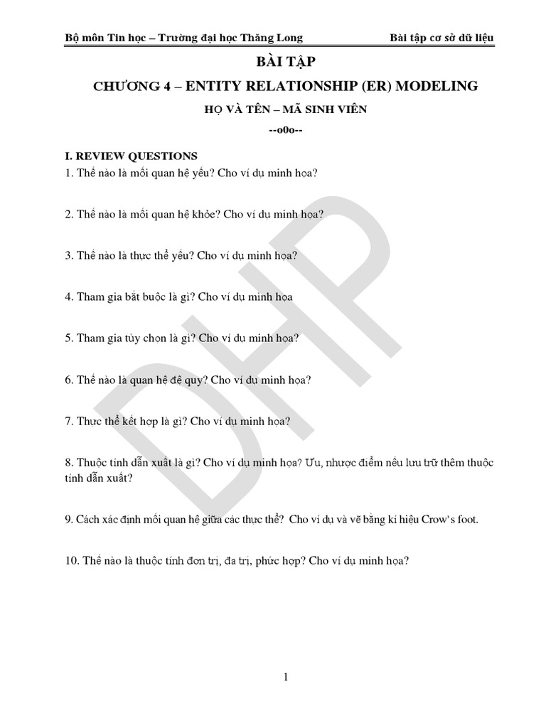 Chapter4 - Entity Relationship (ER) Modeling | PDF