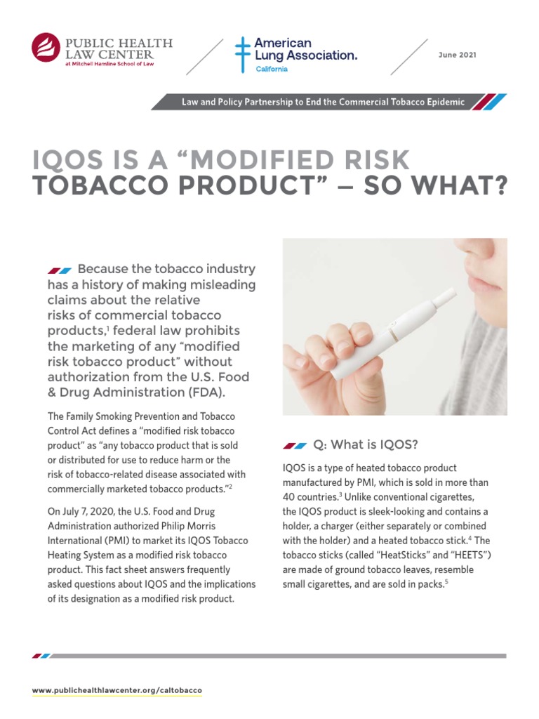 Iqos Is A "Modified Risk: Tobacco Product" - So What? | PDF | Cigarette ...