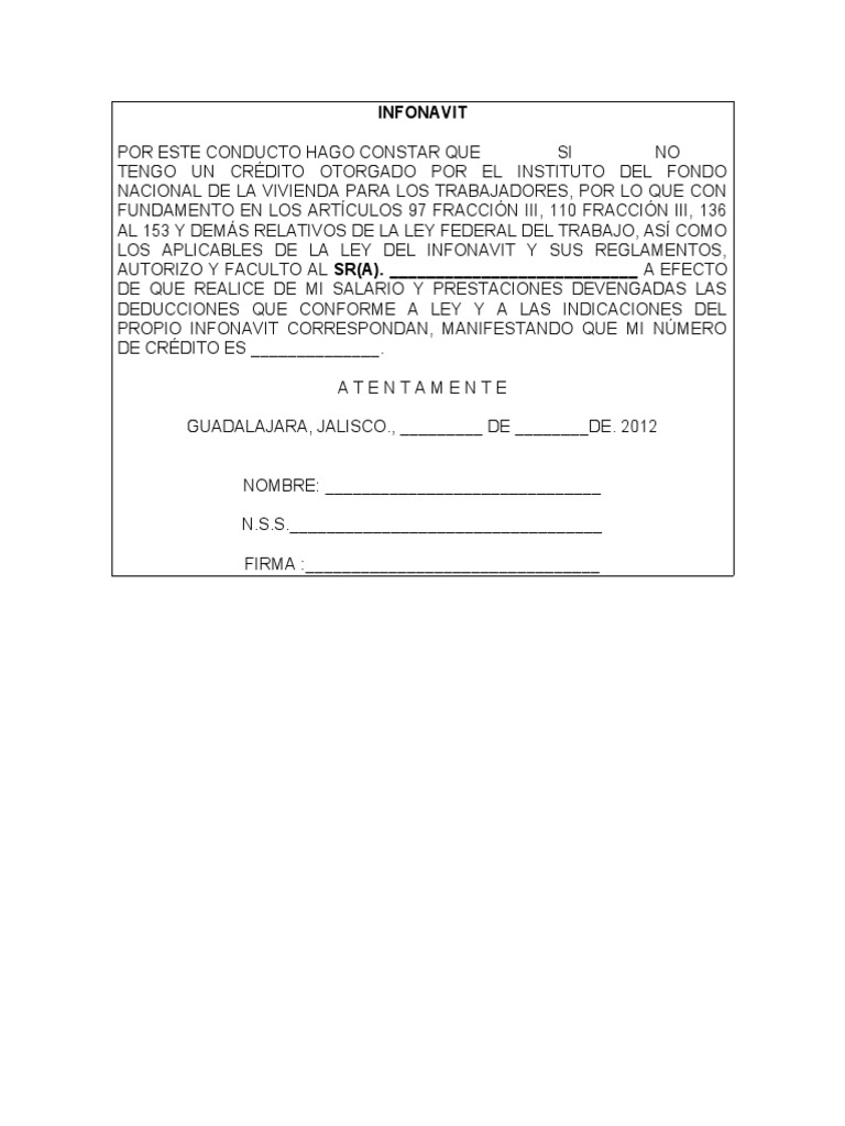 Acuse de Crédito Infonavit 2012 | PDF