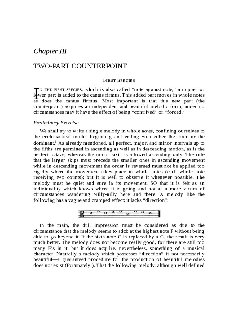 Counterpoint 1st Species | PDF | Harmony | Music Theory