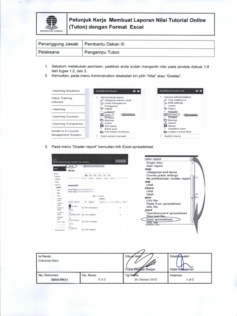 BB09-PK11 Petunjuk Kerja Membuat Laporan Nilai Tutorial Online (Tuton) Dengan Format Excel (26 ...