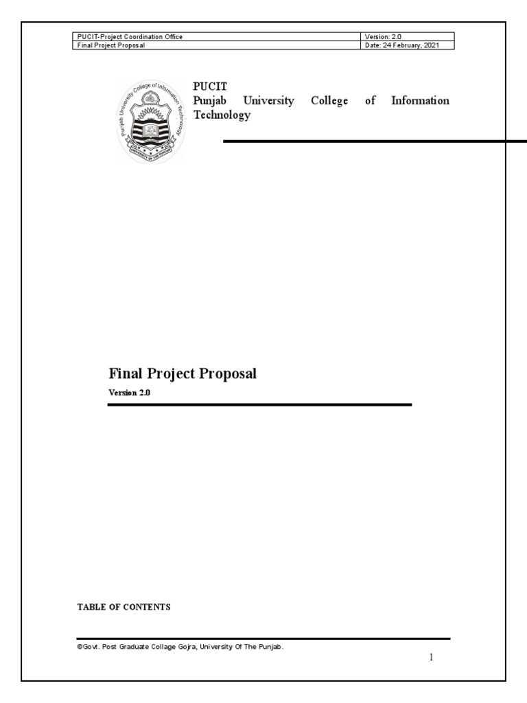 Final Project Proposal: Punjab University College of Information Technology | Download Free PDF ...