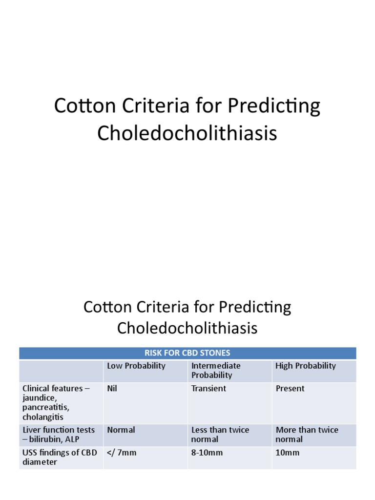 Cotton Criteria For Predicting Choledocholithiasis | PDF