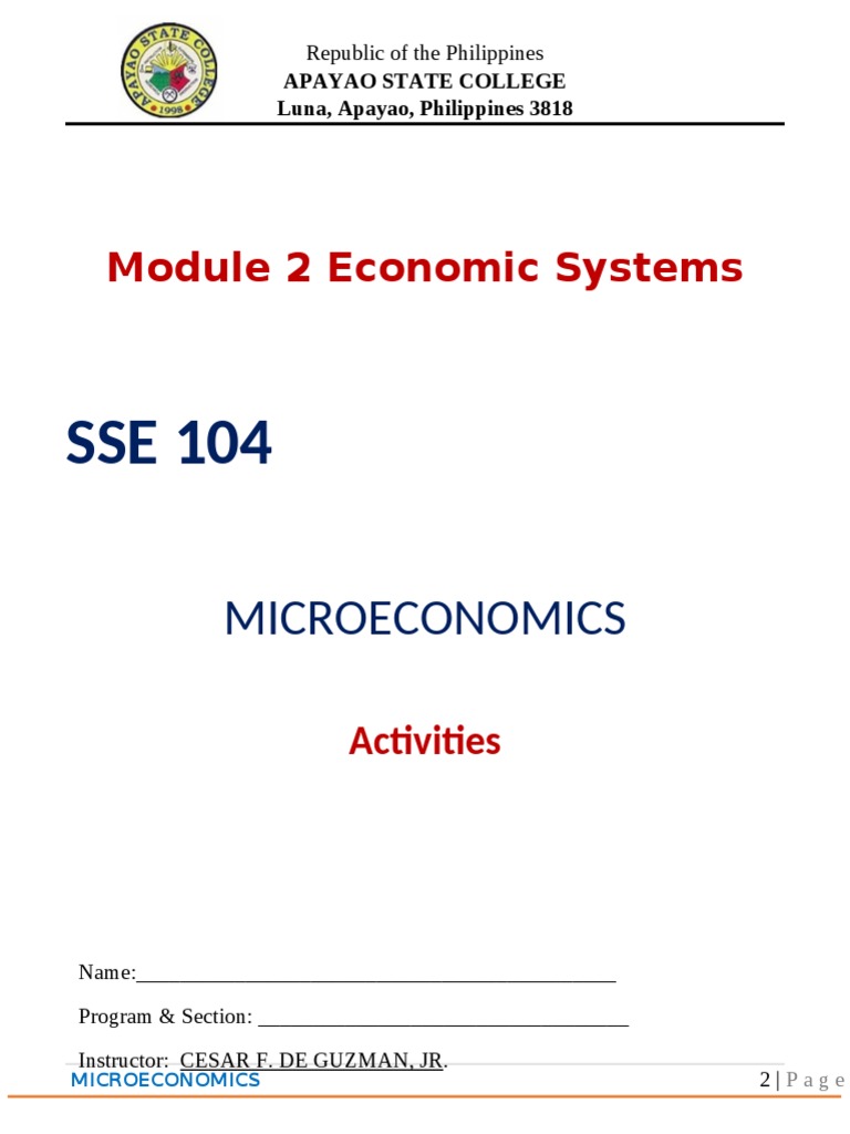 Microeconomics Module 2 Activity | PDF | Microeconomics | Economic System