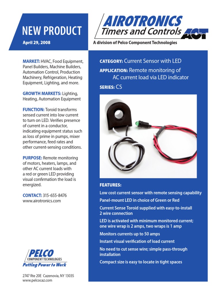 Airotronics Current Sensor LED Sell Sheet | PDF | Home & Garden