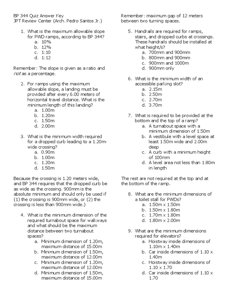 BP 344 PWD Accessibility Quiz | PDF