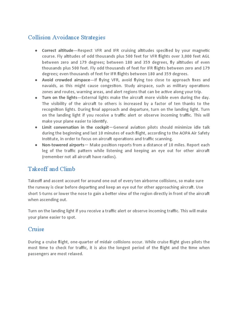 Collision Avoidance Strategies | PDF | Instrument Flight Rules | Visual ...