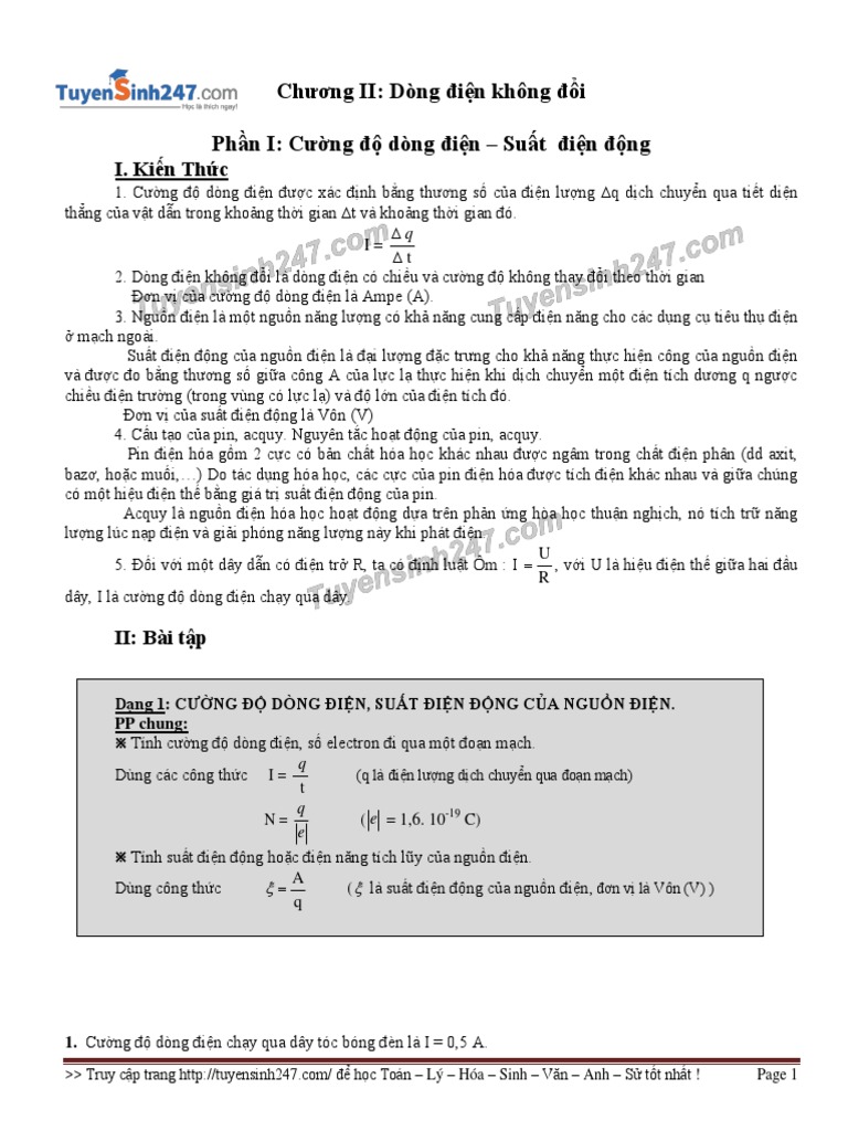 Phuong Phap Giai Bai Tap Chuong Dong Dien Khong Doi | PDF