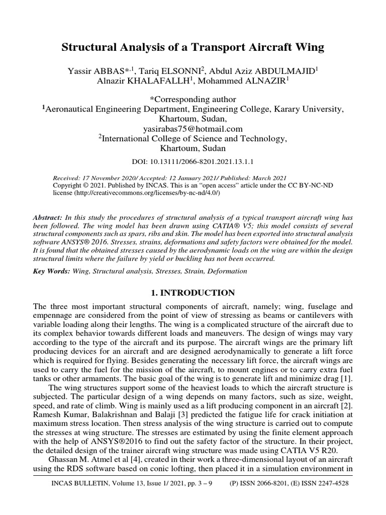 Structural Analysis of A Transport Aircraft Wing | PDF | Strength Of ...