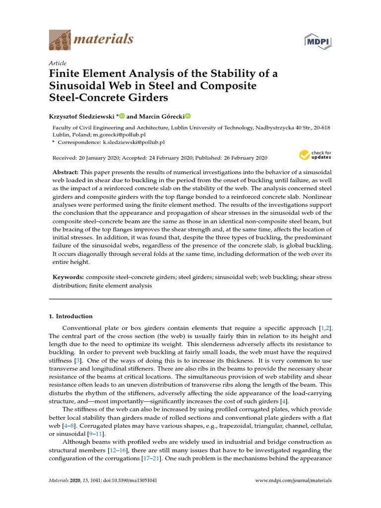 Stability of A Sinusoidal Web in Steel and Composite Steel-Concrete ...