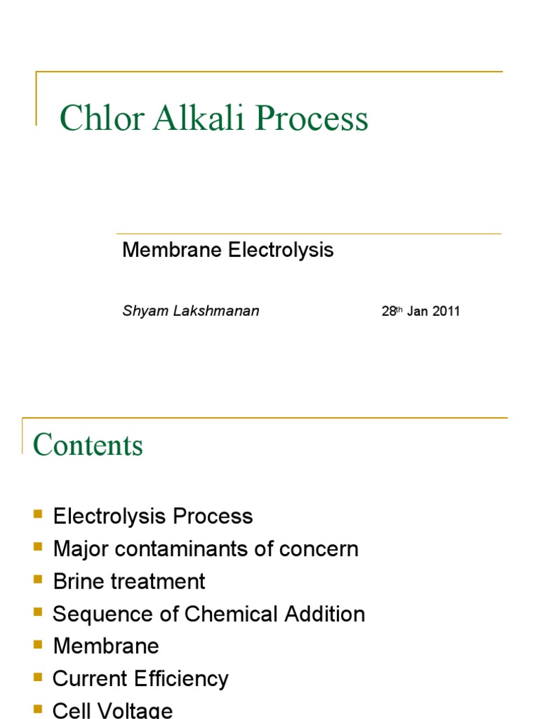Chlor Alkali Process: Membrane Electrolysis | PDF | Sodium Chloride ...