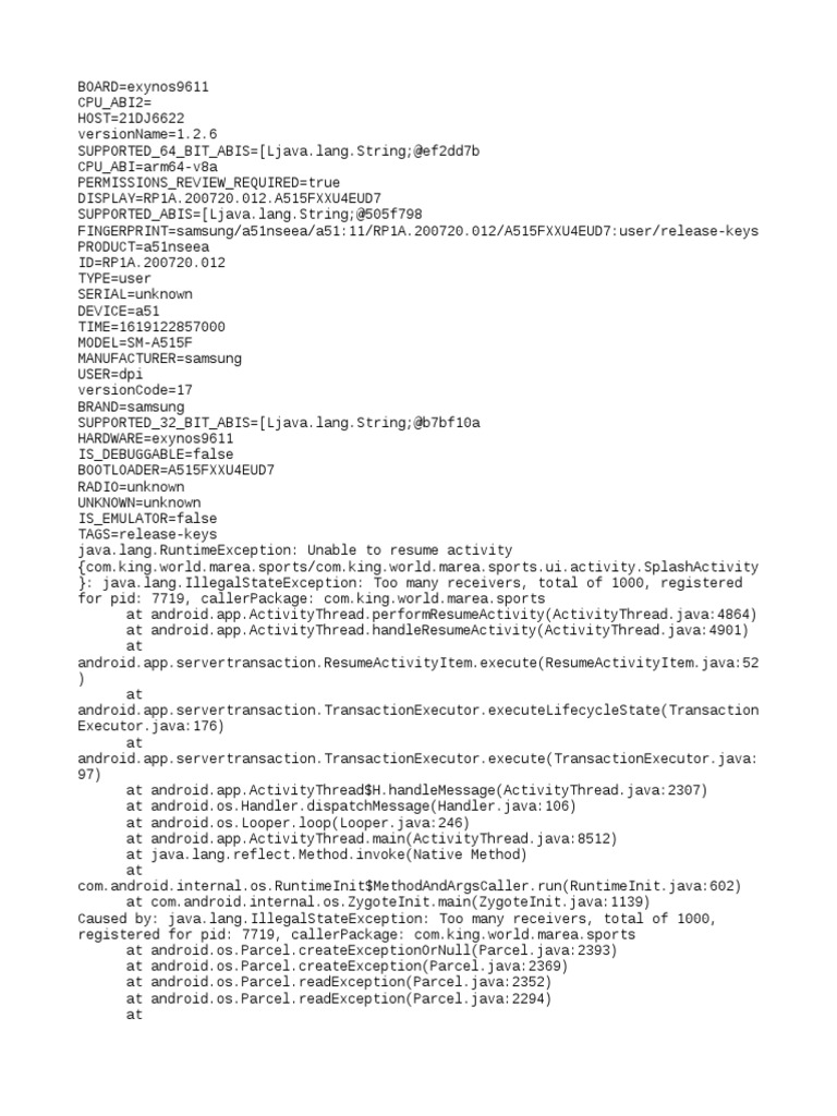2021071114严重崩溃日志 | PDF | Android (Operating System) | System Software