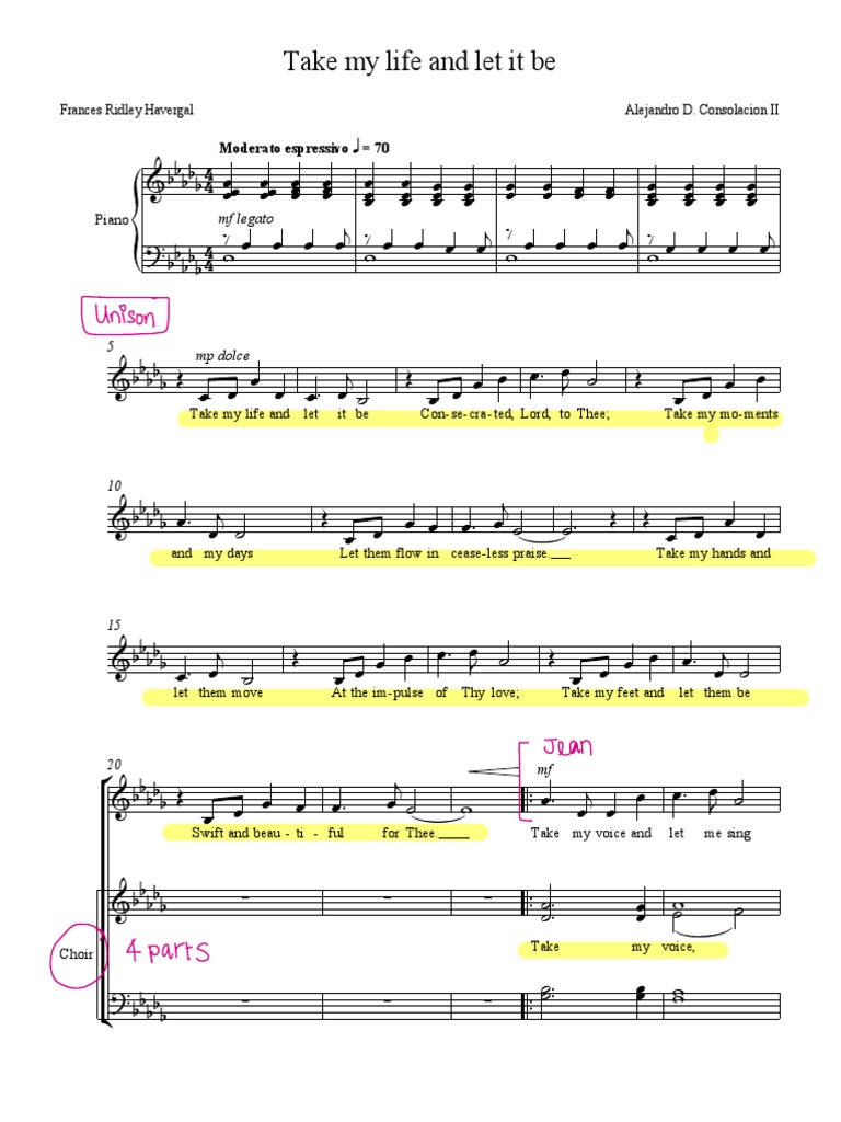 UPDATED - Take My Life and Let It Be (Solo - Choir Only) | PDF