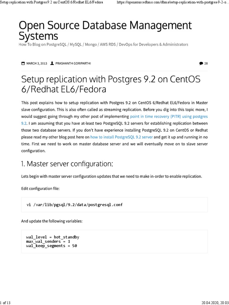 Setup Replication With Postgres 9.2 | PDF | Operating System Families | Linux Distribution