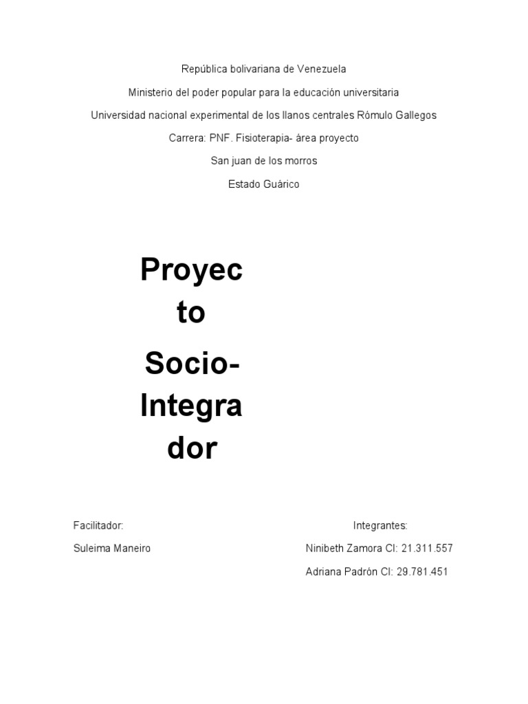 Proyecto Socio-Integrador | PDF