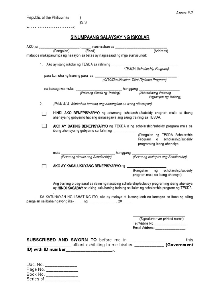 ANNEX E Declaration Multiple Availment Learner Rev4 1 | PDF