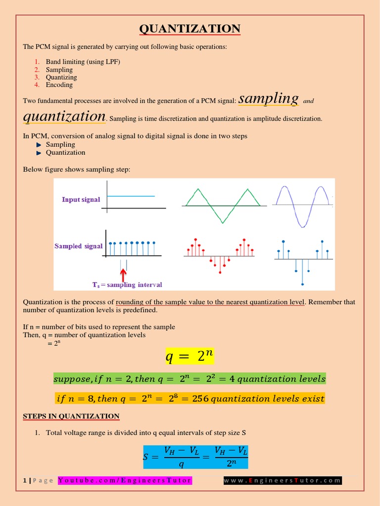 Quantization in PCM With Example EngineersTutor | PDF | Sampling ...