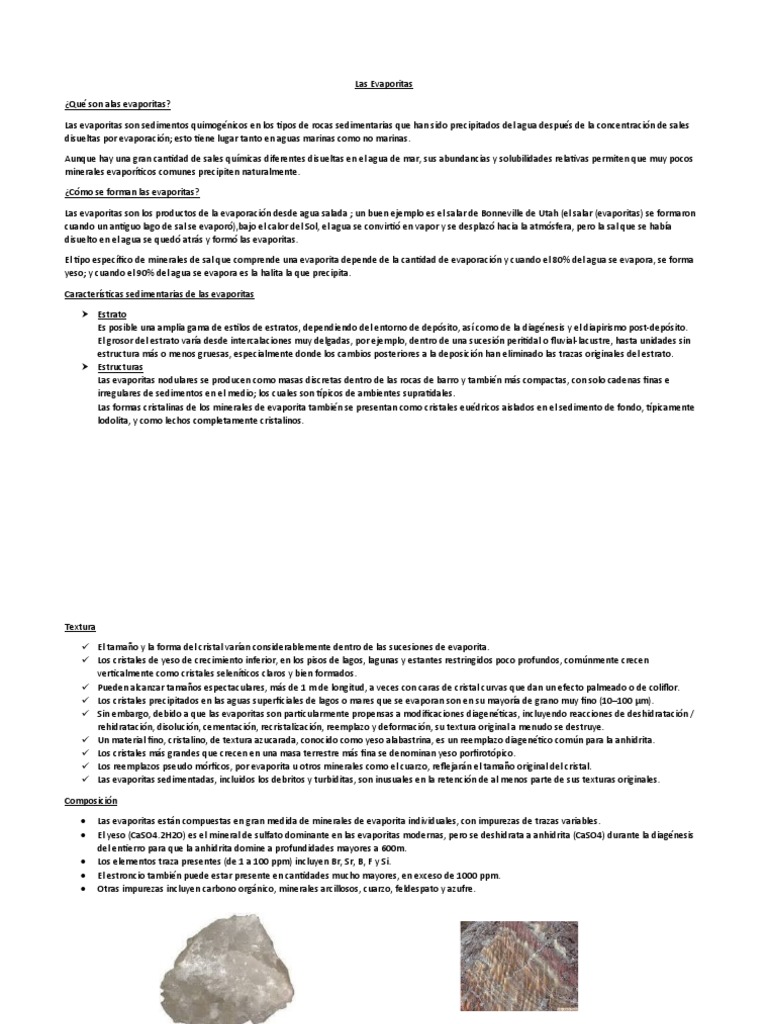 Las Evaporitas | PDF | Roca (geología) | Minerales