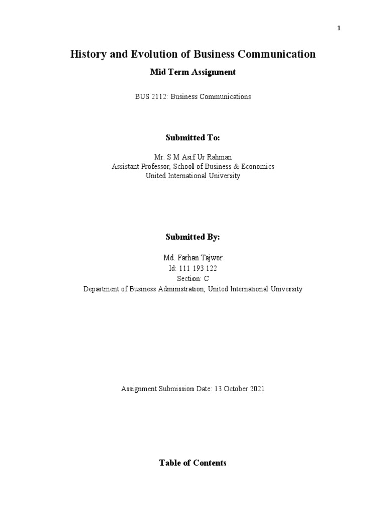 History and Evolution of Business Communication 02 | PDF ...