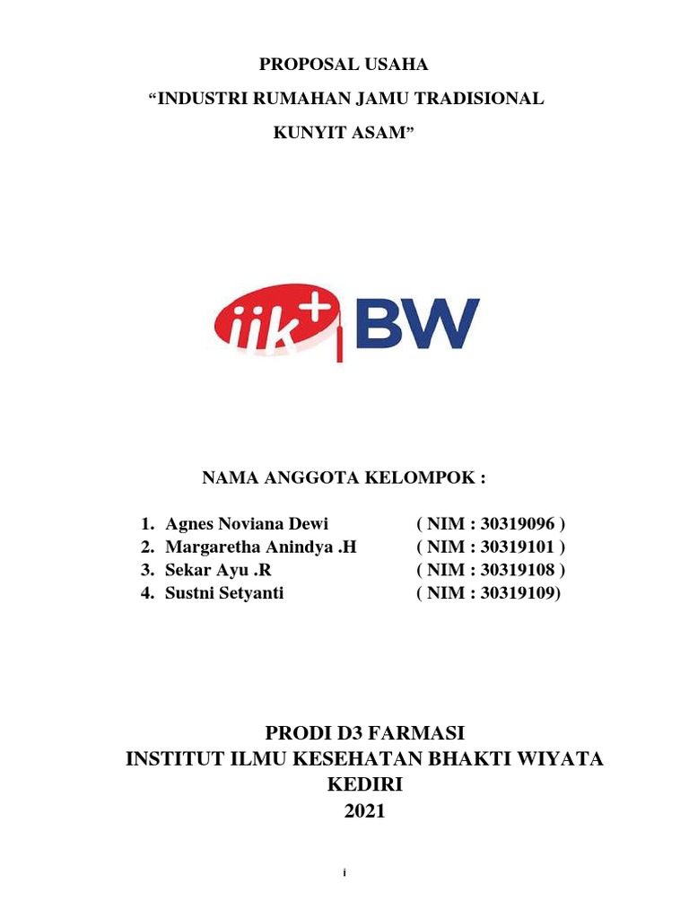 (KELOMPOK 2) Proposal Jamu Tradisional Kunyit Asam | PDF