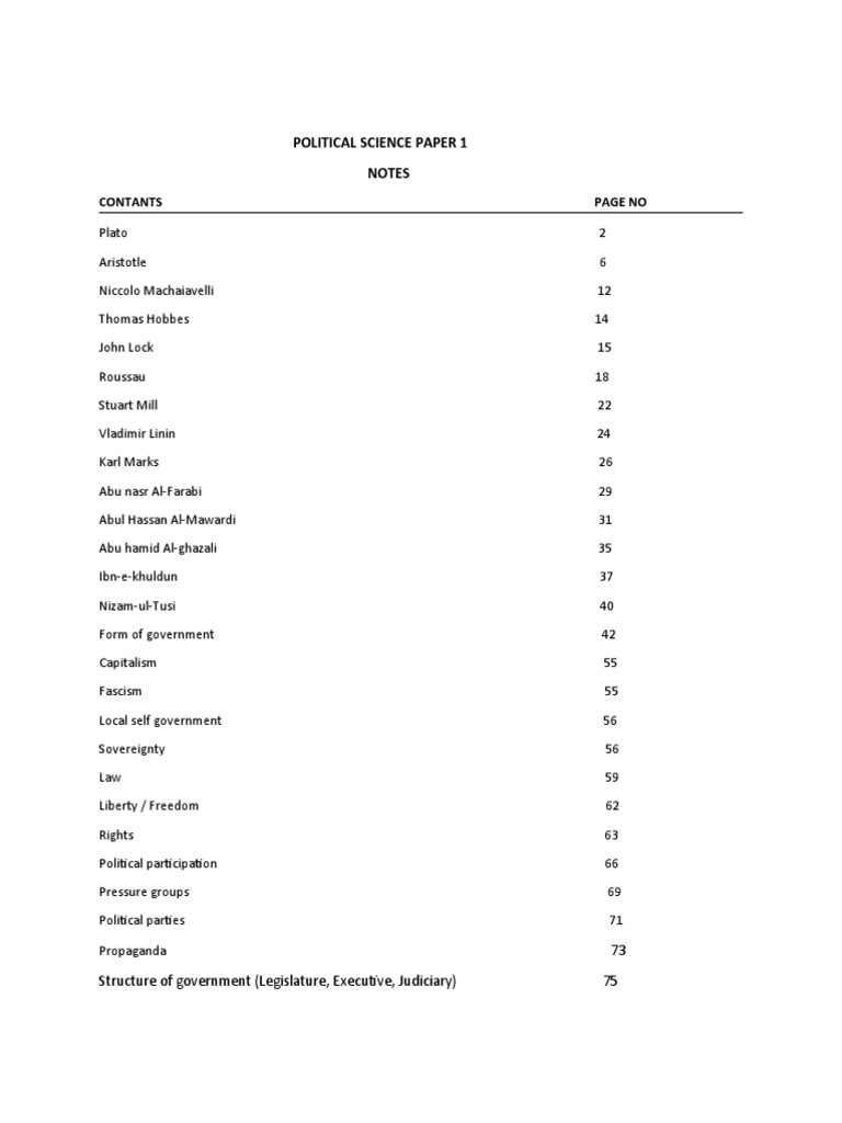 Political Science Paper 1 Notes: Contants Page No | PDF | Capitalism ...