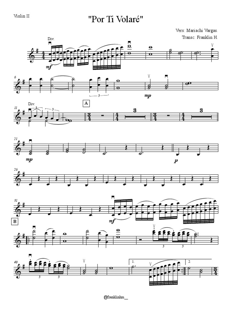 Por Ti Volare - Mariachi - Violin II | PDF