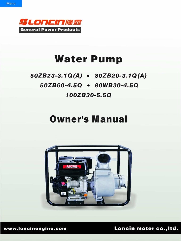 Water Pump Operation Manual | PDF | Carburetor | Gasoline