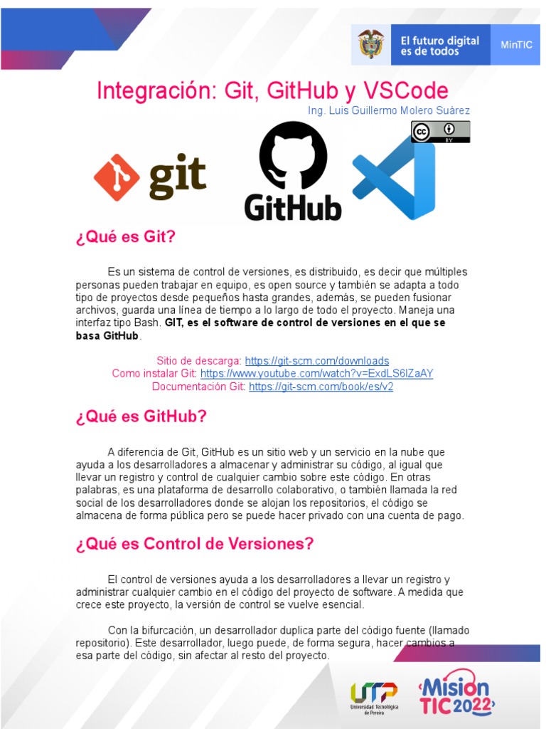 07 - Integración Git GitHub y VSCode | PDF | Control de versiones ...