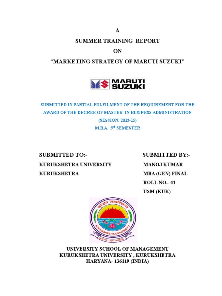 Docshare - Tips Marketing Strategy of Maruti Report | PDF | Motor Vehicle Manufacturers | Vehicles