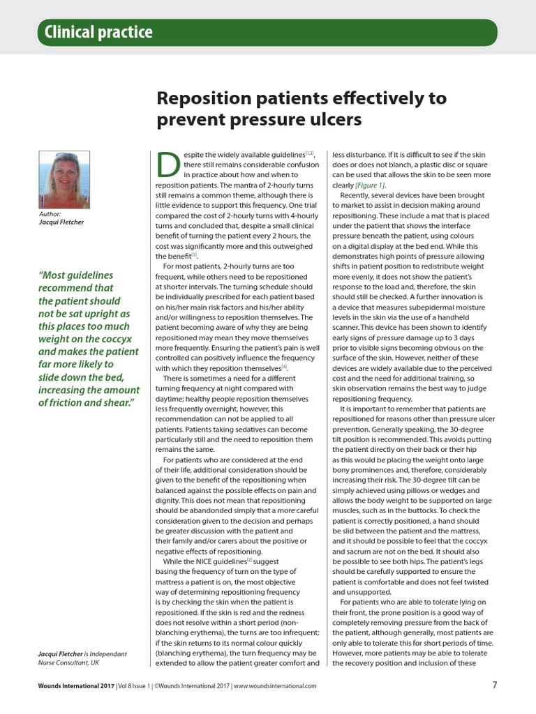 Reposition Patients Effectively To Prevent Pressure Ulcers: Clinical ...