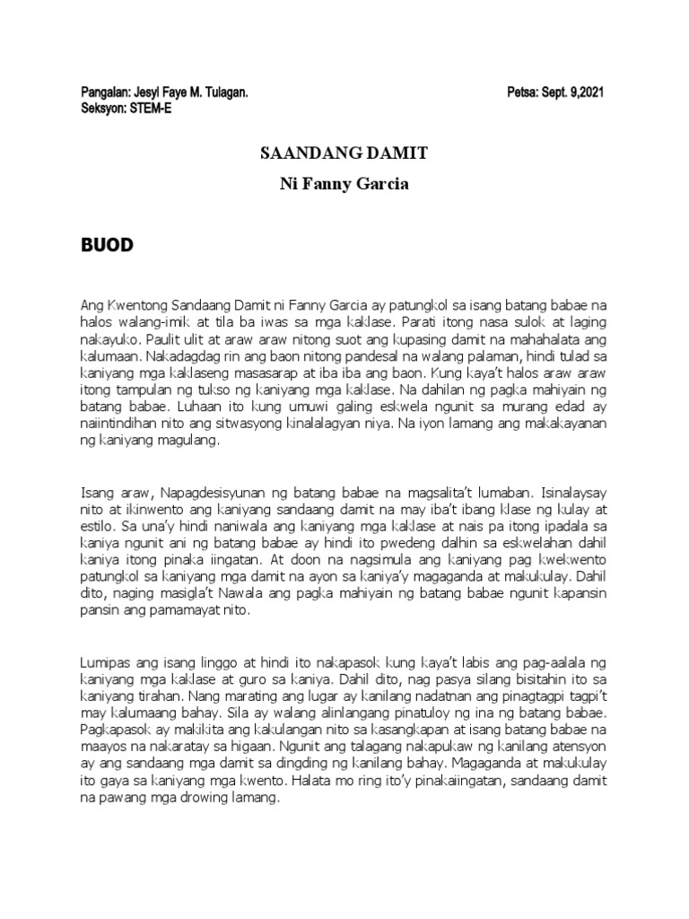 Sandaang Damit Buod | PDF