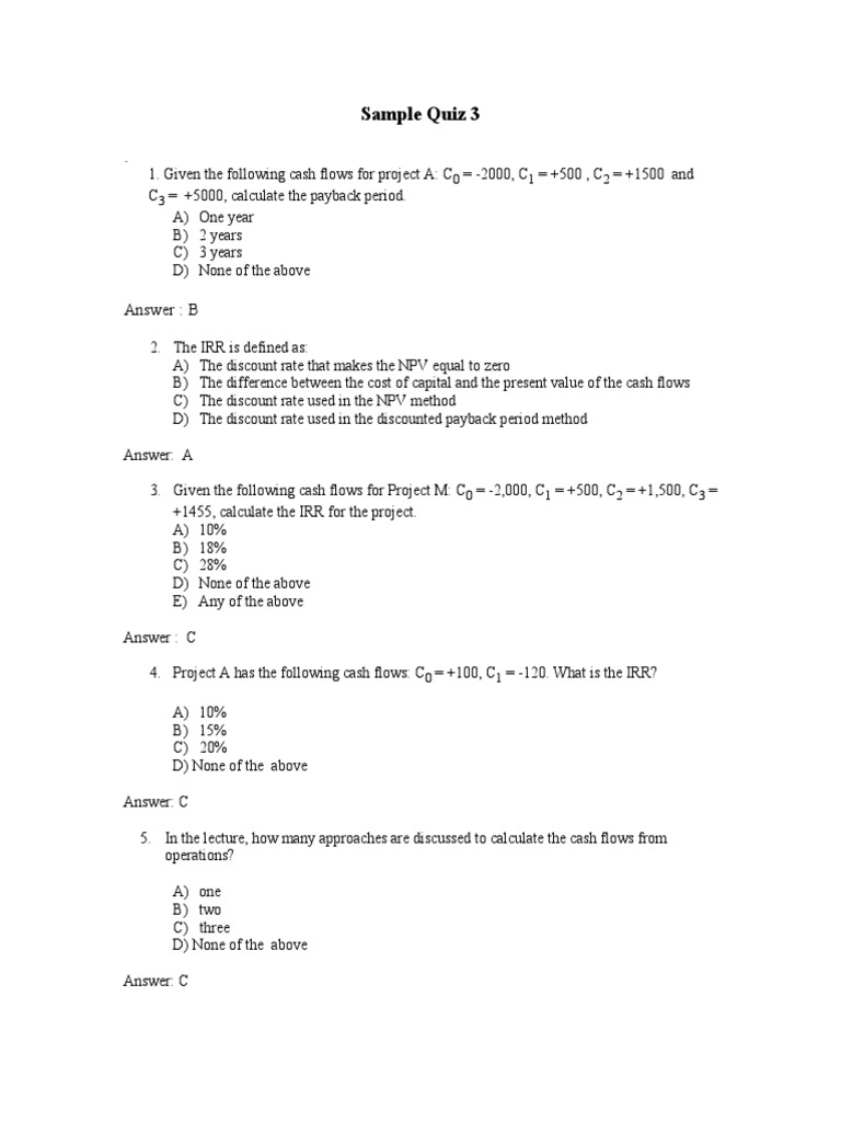 Sample3-351, Online - Sfsu.edu Quiz and Solution | PDF | Net Present Value | Discounting