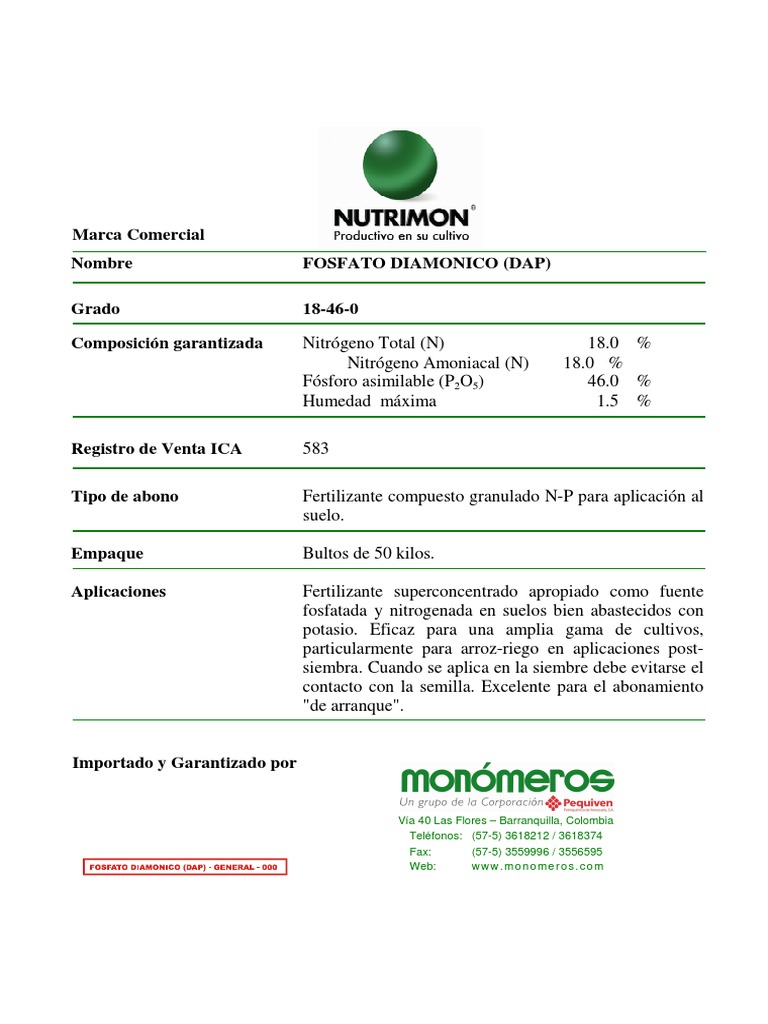 DAP Nutrimon Ficha Tecnica | PDF