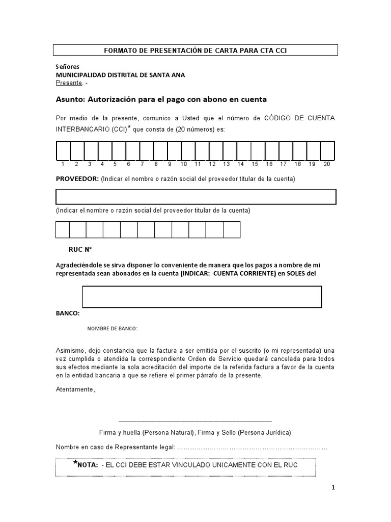 Formato Autorizacion Cci | PDF