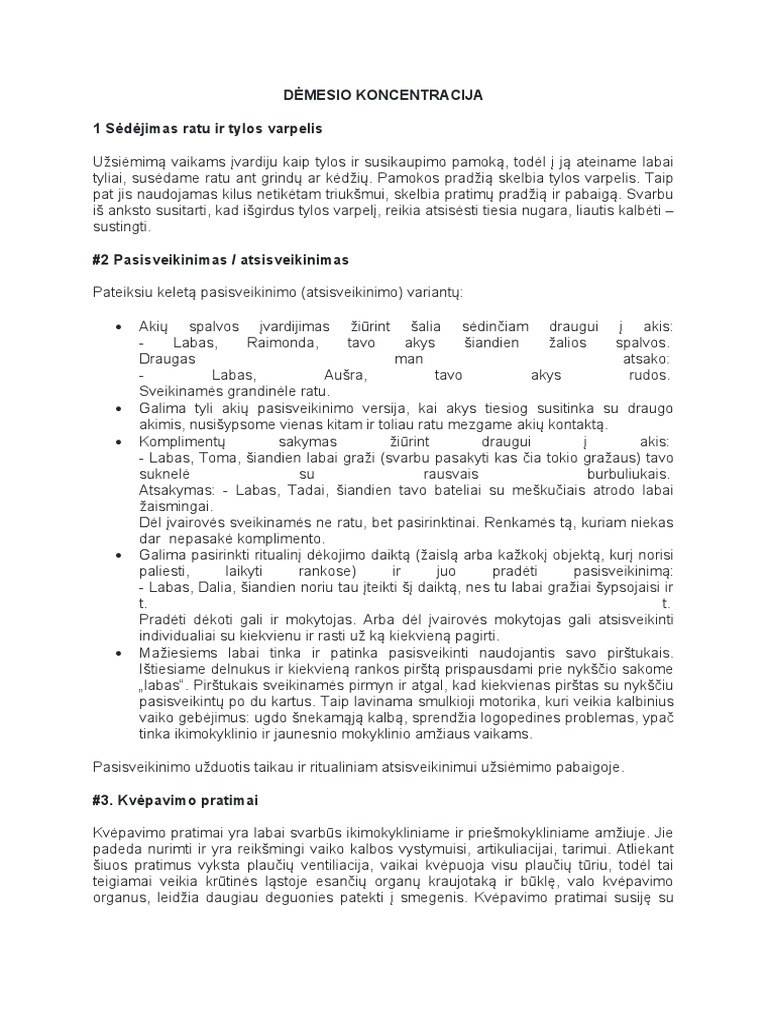 Dėmesio Koncentracija | PDF