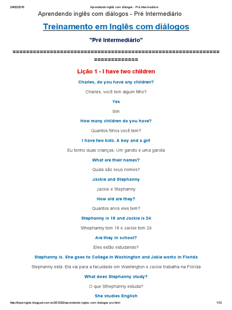 Aprendendo Inglês Com Diálogos - Pré Intermediário | PDF | Linguística ...