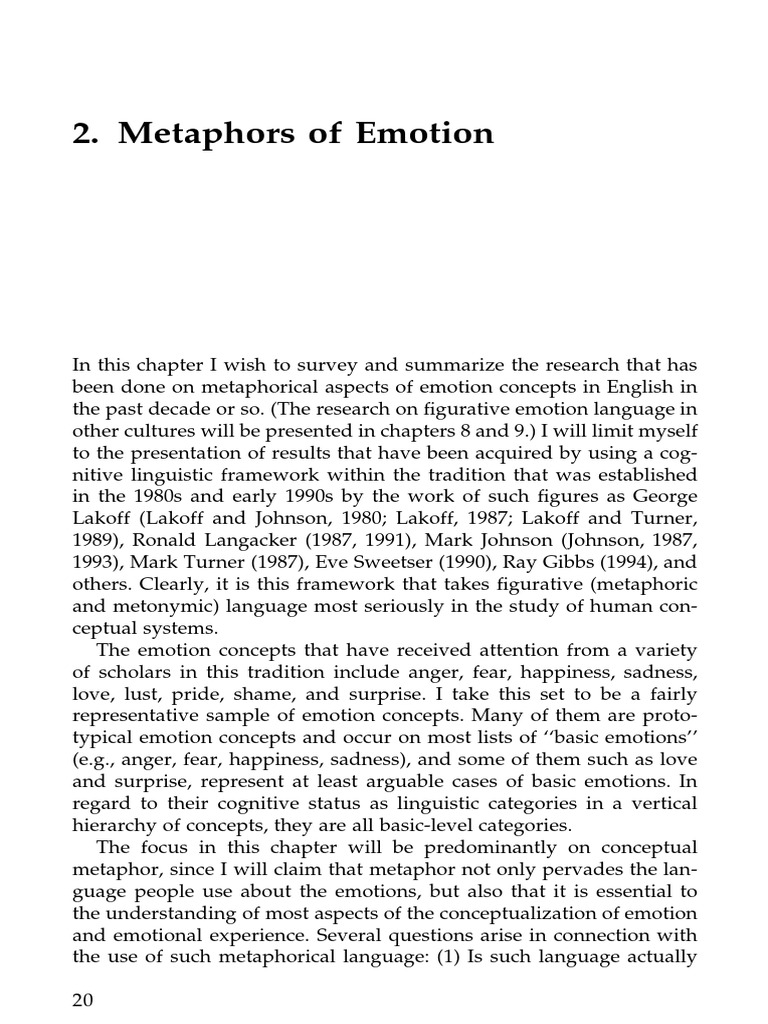 Metaphors of Emotion | PDF | Metaphor | Anger