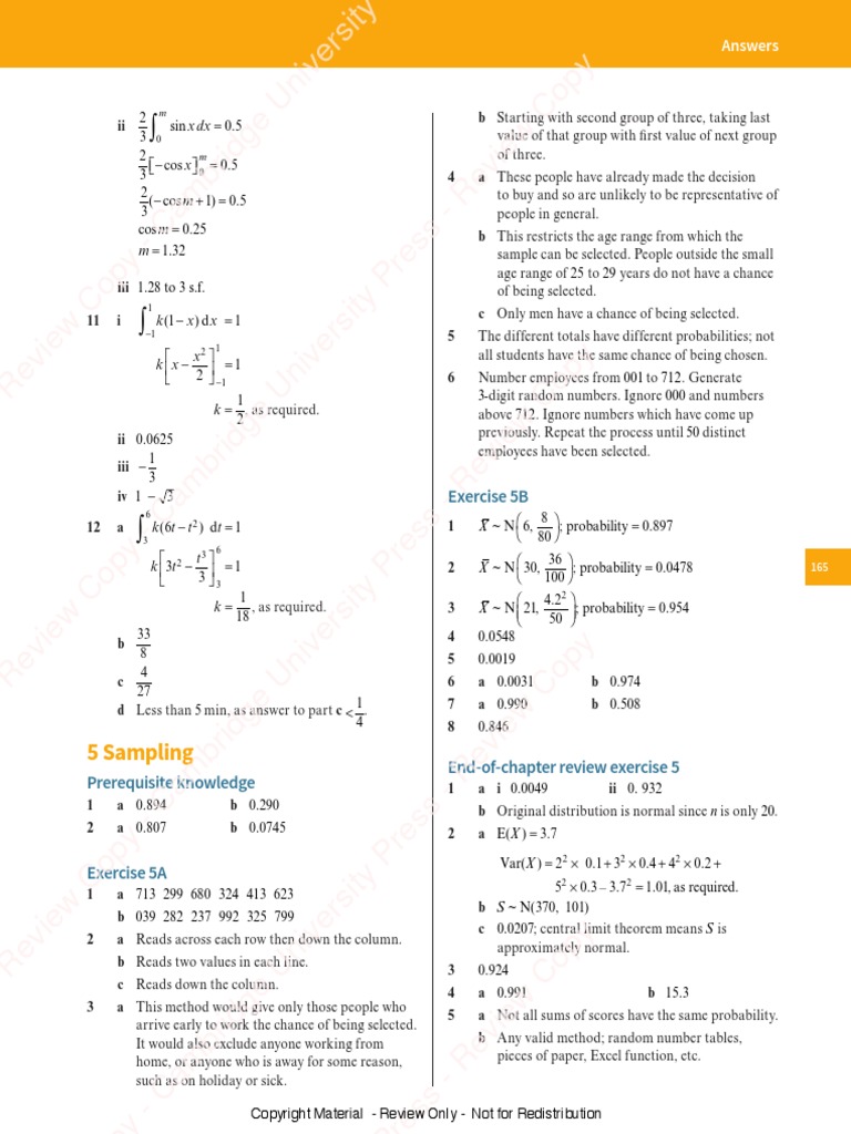 9709stat2 Answer 2 | PDF | Confidence Interval | Probability Theory