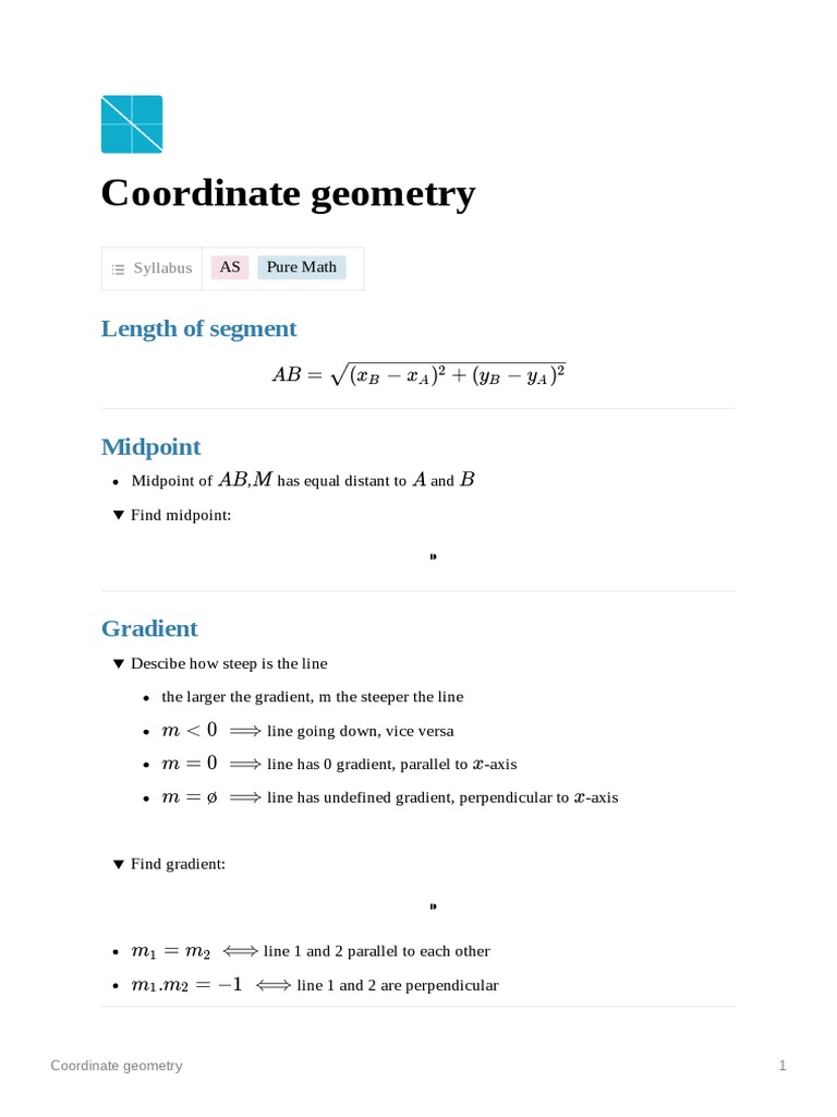 Coordinate Geometry: Length of Segment | PDF