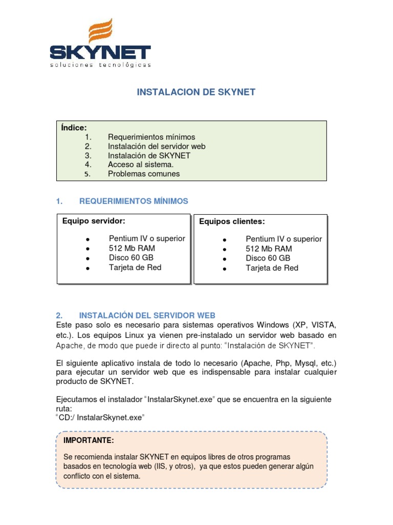 Instalacion Skynet | PDF | Cortafuegos (informática) | Servidor HTTP Apache
