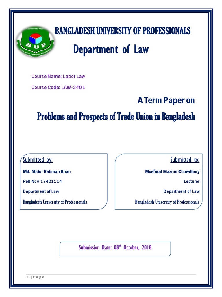 Problems and Prospects of Trade Union in Bangladesh | PDF | Trade Union ...