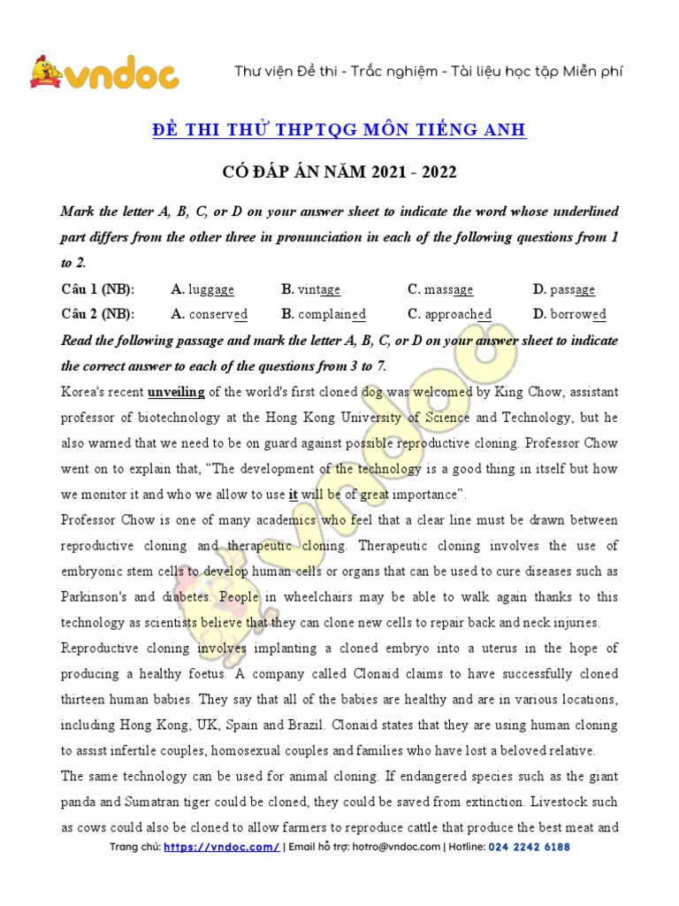 De Thi Thu Tot Nghiep THPT Tieng Anh 2021 Truong THPT Chuyen Bac Ninh Lan 2 2 | PDF | Books ...