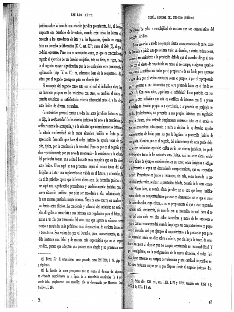 Teoría General Del Negocio Jurídico - Emilio Betti | PDF