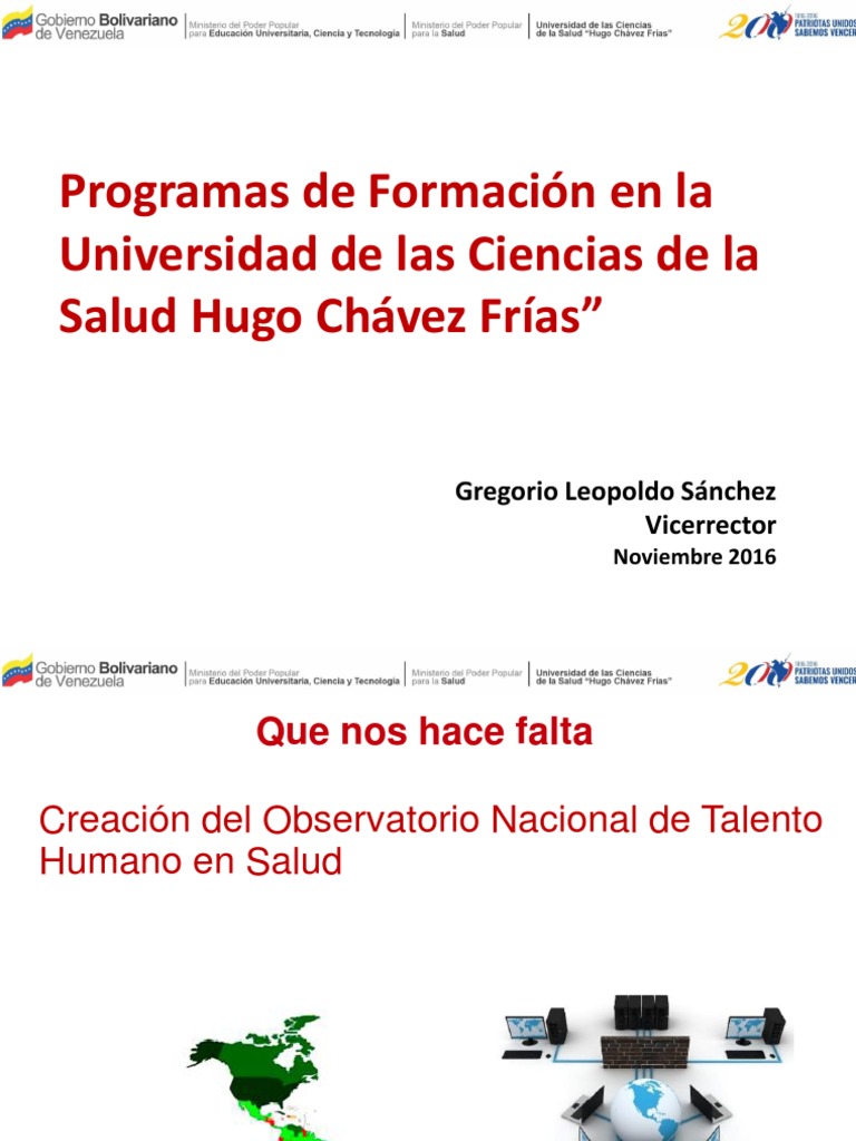 Programas de Formación en La Universidad de Las Ciencias de La Salud Hugo Chávez Frías Salud ...